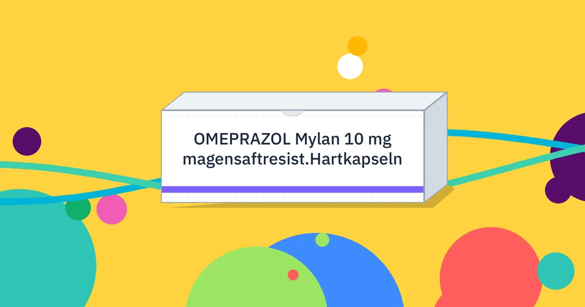 Symbolbild: Packung mit der Aufschrift OMEPRAZOL Mylan 10 mg magensaftresist.Hartkapseln (PZN 11012354) – Verfügbarkeit und Bezug in Apotheken in Frankfurt am Main