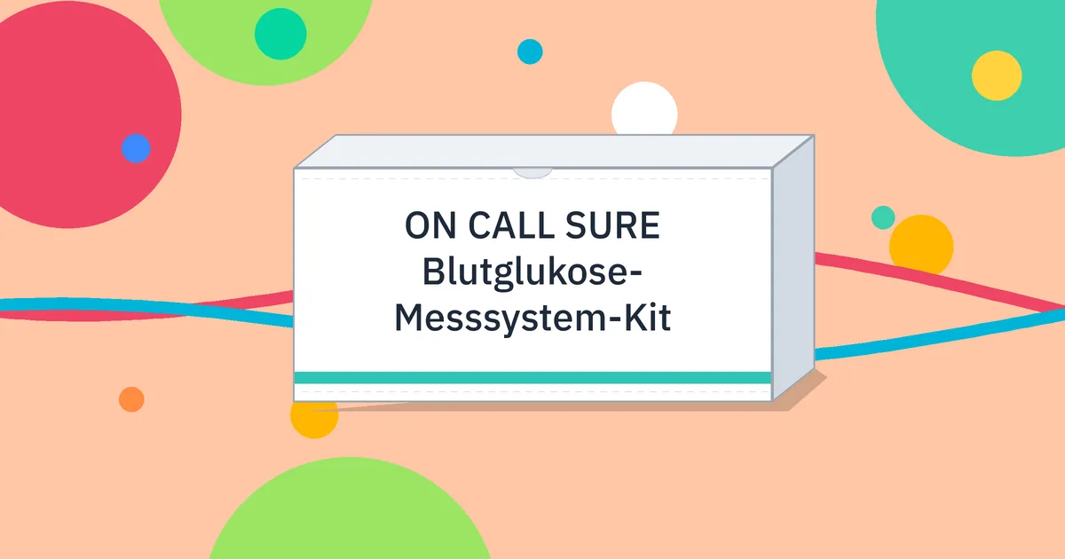 Symbolbild: Packung mit der Aufschrift ON CALL SURE Blutglukose-Messsystem-Kit (PZN 17976900) – Verfügbarkeit und Bezug in Apotheken in Frankfurt am Main