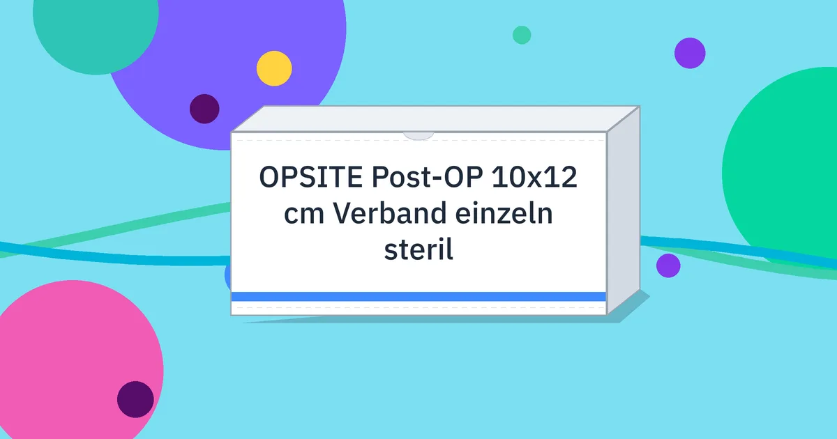 Symbolbild: Packung mit der Aufschrift OPSITE Post-OP 10x12 cm Verband einzeln steril (PZN 20284092) – Verfügbarkeit und Bezug in Apotheken in Frankfurt am Main
