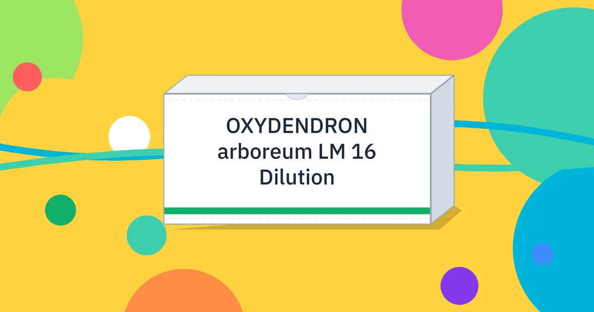 Symbolbild: Packung mit der Aufschrift OXYDENDRON arboreum LM 16 Dilution (PZN 13629461) – Verfügbarkeit und Bezug in Apotheken in Frankfurt am Main