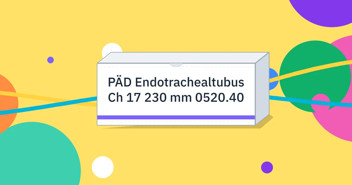 Symbolbild: Packung mit der Aufschrift PÄD Endotrachealtubus Ch 17 230 mm 0520.40 (PZN 00911954) – Verfügbarkeit und Bezug in Apotheken in Frankfurt am Main