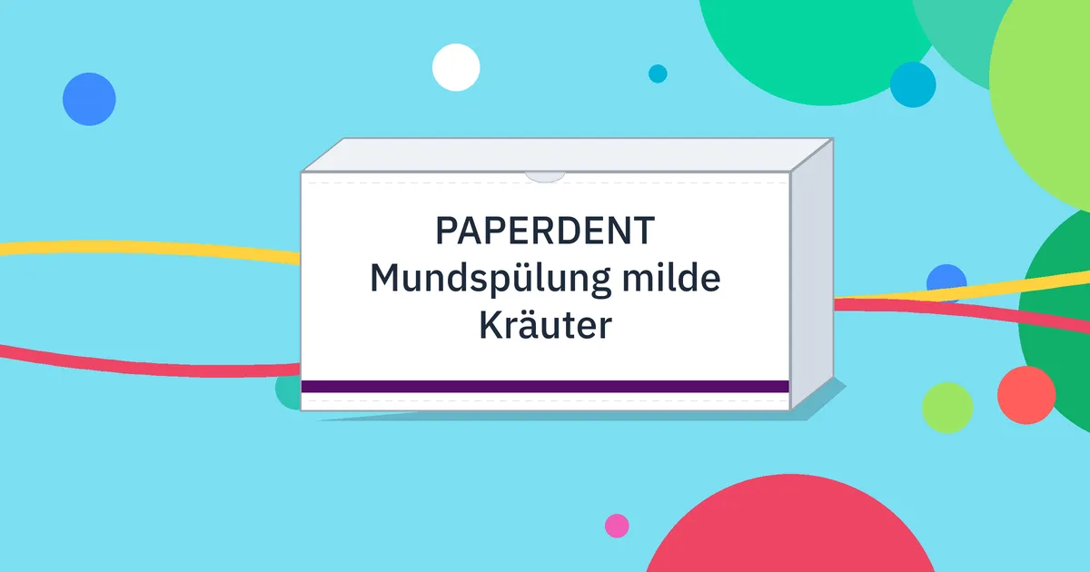 Symbolbild: Packung mit der Aufschrift PAPERDENT Mundspülung milde Kräuter (PZN 18886441) – Verfügbarkeit und Bezug in Apotheken in Frankfurt am Main