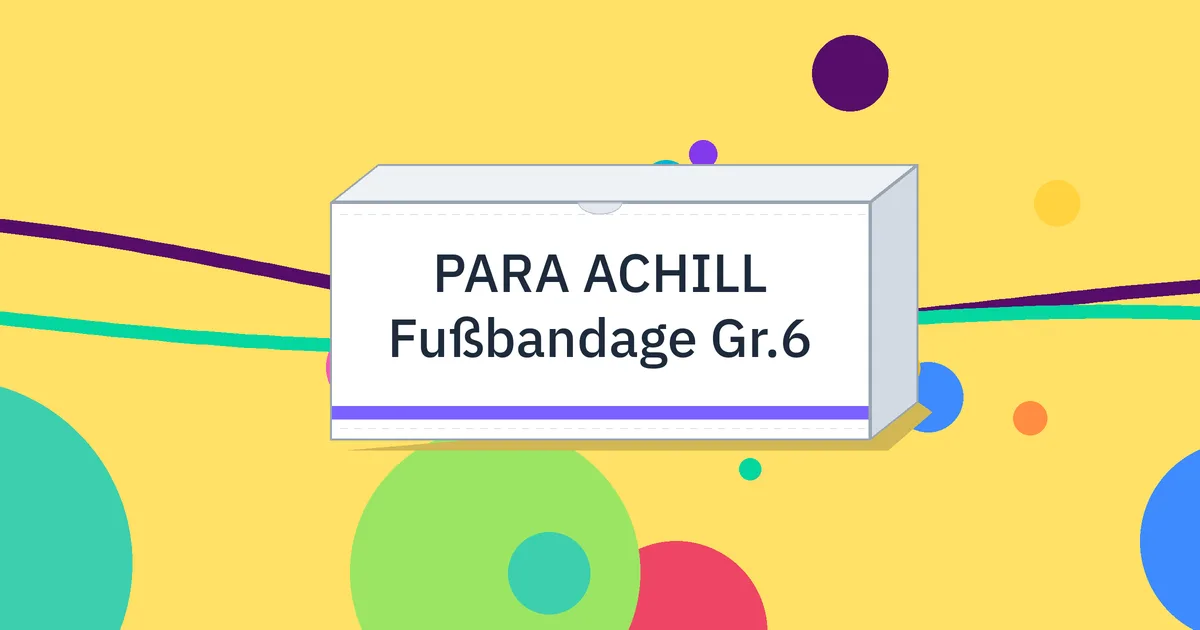 Symbolbild: Packung mit der Aufschrift PARA ACHILL Fußbandage Gr.6 (PZN 06985793) – Verfügbarkeit und Bezug in Apotheken in Frankfurt am Main