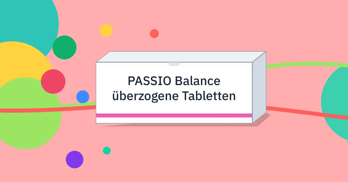 Symbolbild: Packung mit der Aufschrift PASSIO Balance überzogene Tabletten (PZN 11557444) – Verfügbarkeit und Bezug in Apotheken in Frankfurt am Main