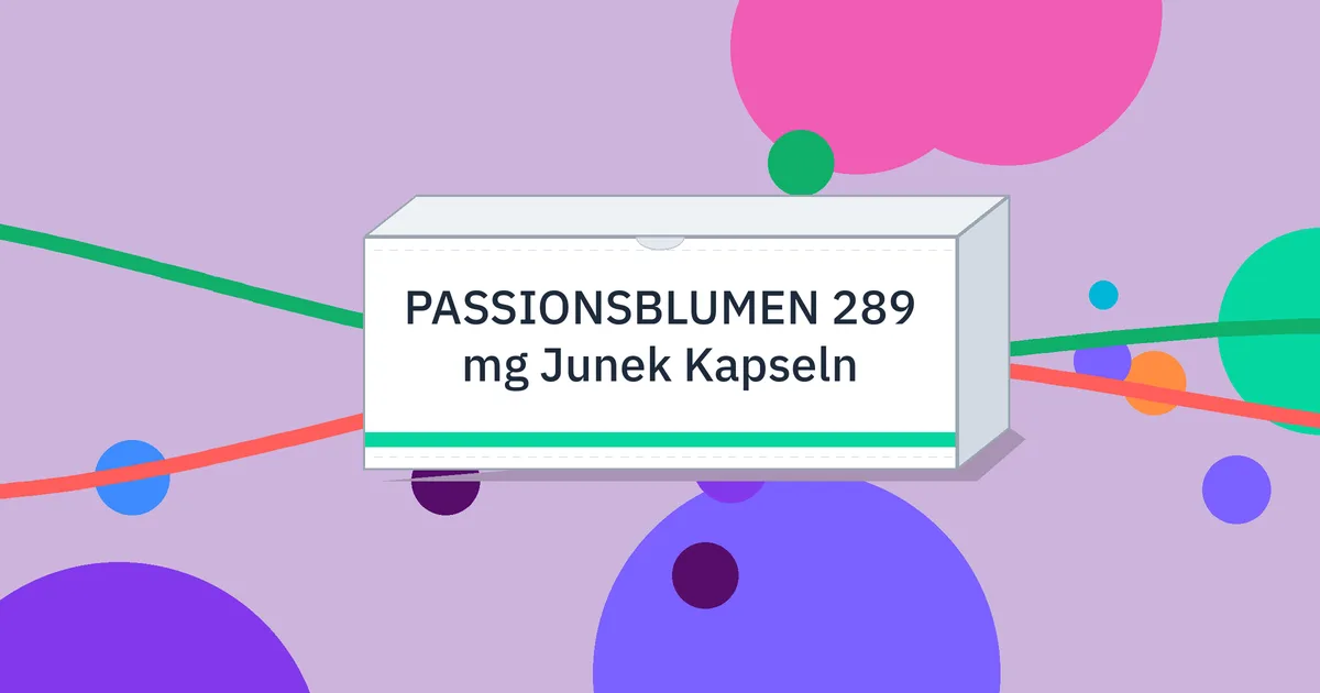 Symbolbild: Packung mit der Aufschrift PASSIONSBLUMEN 289 mg Junek Kapseln (PZN 01095273) – Verfügbarkeit und Bezug in Apotheken in Frankfurt am Main