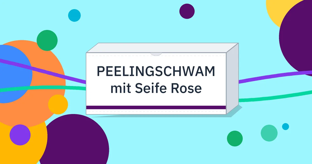 Symbolbild: Packung mit der Aufschrift PEELINGSCHWAM mit Seife Rose (PZN 16334996) – Verfügbarkeit und Bezug in Apotheken in Frankfurt am Main