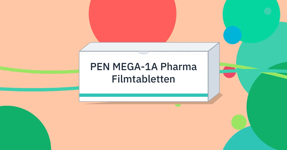 Symbolbild: Packung mit der Aufschrift PEN MEGA-1A Pharma Filmtabletten (PZN 00658923) – Verfügbarkeit und Bezug in Apotheken in Frankfurt am Main