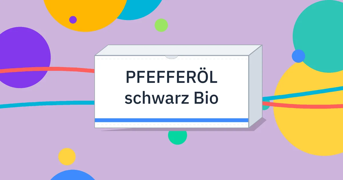 Symbolbild: Packung mit der Aufschrift PFEFFERÖL schwarz Bio (PZN 06161773) – Verfügbarkeit und Bezug in Apotheken in Frankfurt am Main