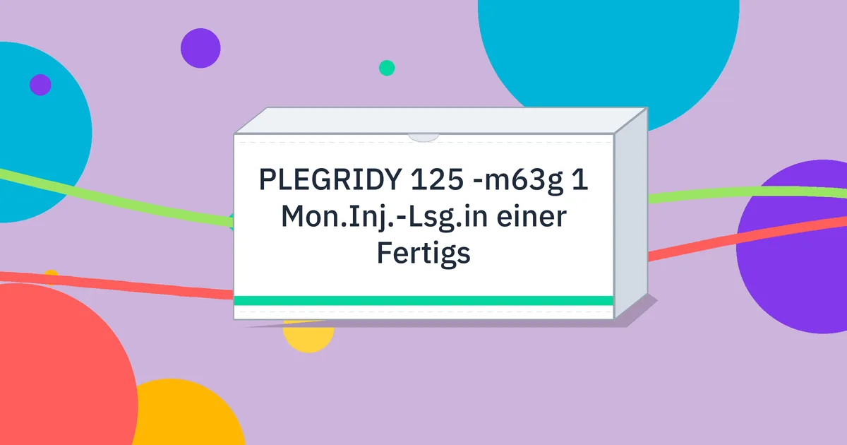 Symbolbild: Packung mit der Aufschrift PLEGRIDY 125 -m63g 1 Mon.Inj.-Lsg.in einer Fertigs (PZN 12362197) – Verfügbarkeit und Bezug in Apotheken in Frankfurt am Main