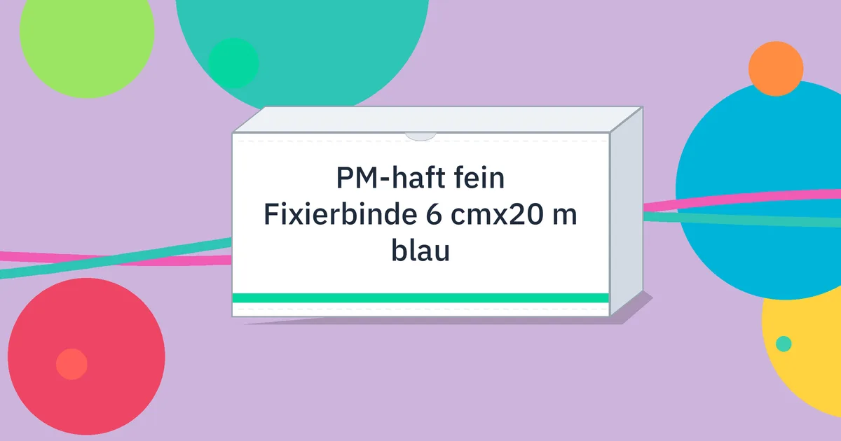 Symbolbild: Packung mit der Aufschrift PM-haft fein Fixierbinde 6 cmx20 m blau (PZN 18845092) – Verfügbarkeit und Bezug in Apotheken in Frankfurt am Main