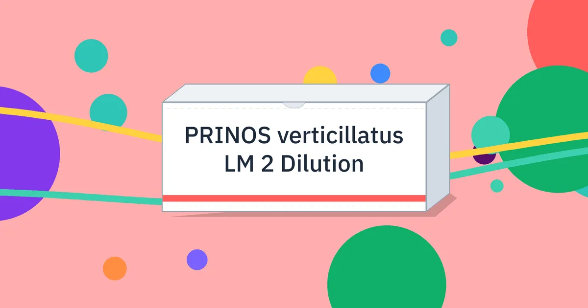 Symbolbild: Packung mit der Aufschrift PRINOS verticillatus LM 2 Dilution (PZN 13667852) – Verfügbarkeit und Bezug in Apotheken in Frankfurt am Main