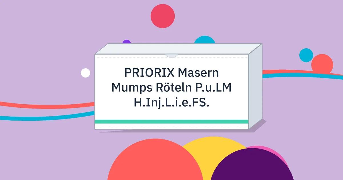 Symbolbild: Packung mit der Aufschrift PRIORIX Masern Mumps Röteln P.u.LM H.Inj.L.i.e.FS. (PZN 12585081) – Verfügbarkeit und Bezug in Apotheken in Frankfurt am Main