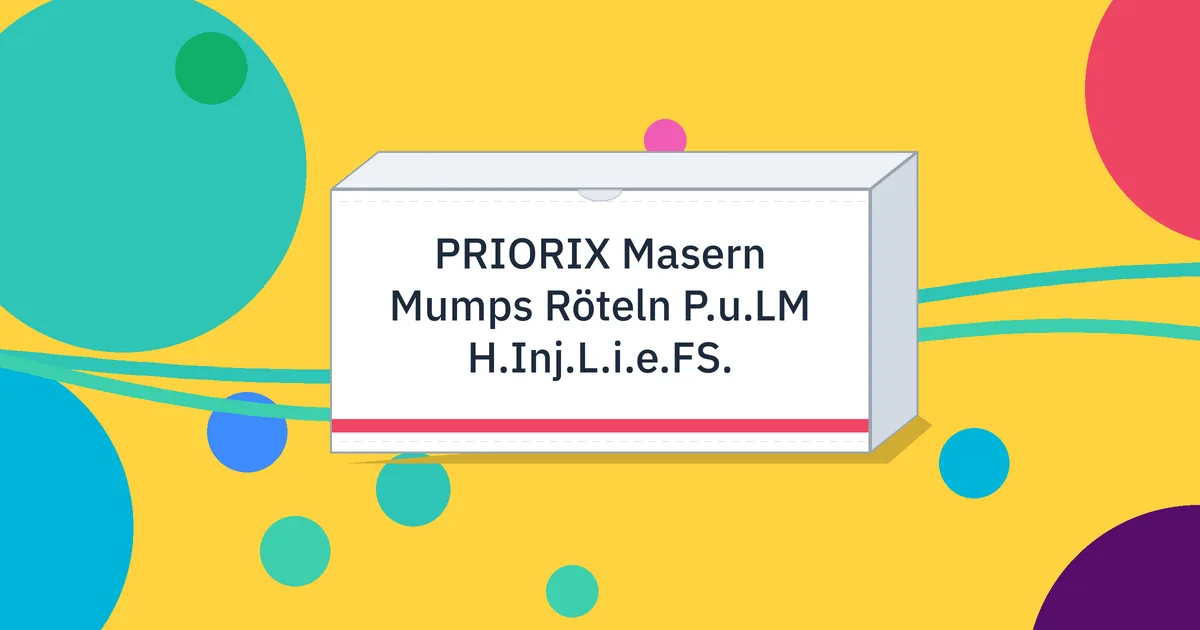 Symbolbild: Packung mit der Aufschrift PRIORIX Masern Mumps Röteln P.u.LM H.Inj.L.i.e.FS. (PZN 17514370) – Verfügbarkeit und Bezug in Apotheken in Frankfurt am Main