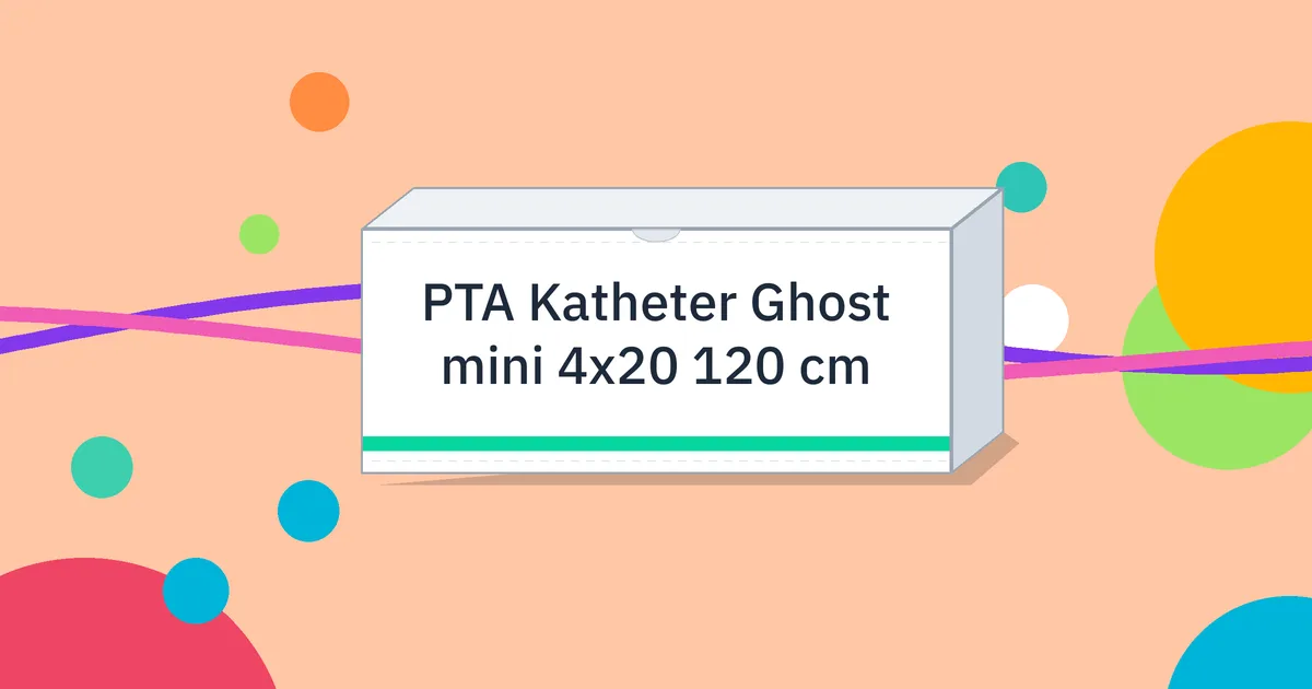 Symbolbild: Packung mit der Aufschrift PTA Katheter Ghost mini 4x20 120 cm (PZN 00140356) – Verfügbarkeit und Bezug in Apotheken in Frankfurt am Main