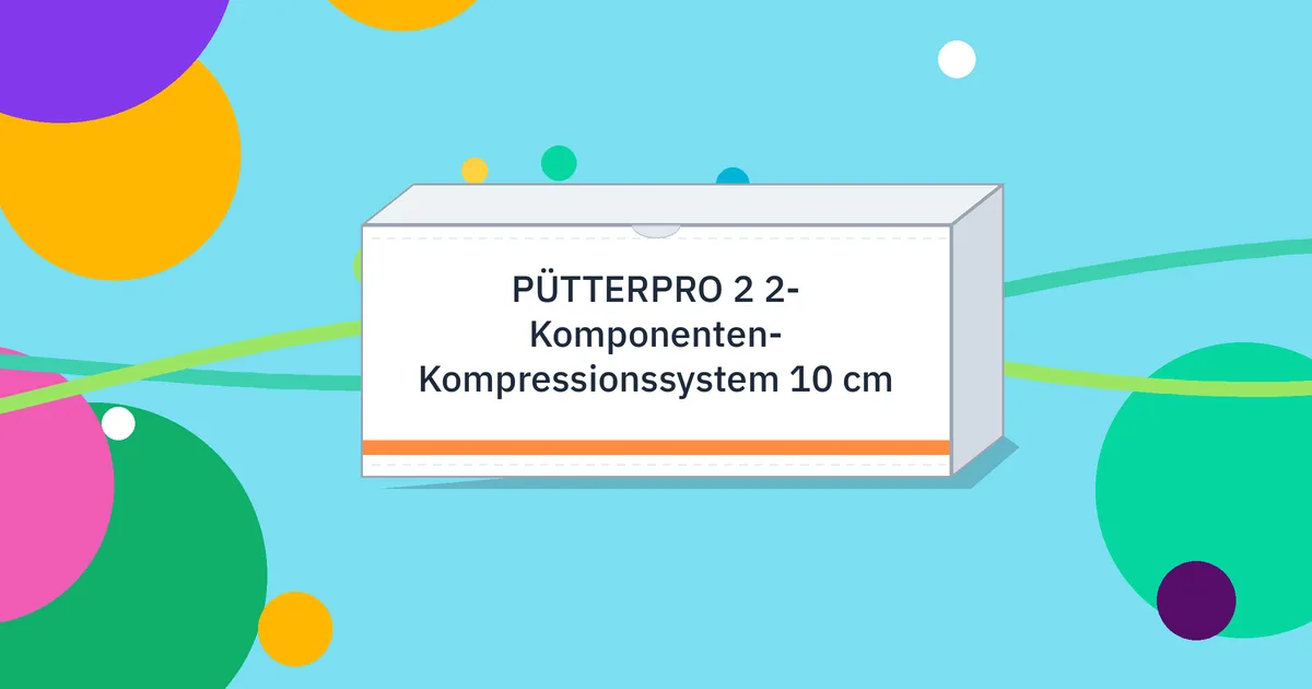 Symbolbild: Packung mit der Aufschrift PÜTTERPRO 2 2-Komponenten-Kompressionssystem 10 cm (PZN 18116364) – Verfügbarkeit und Bezug in Apotheken in Frankfurt am Main