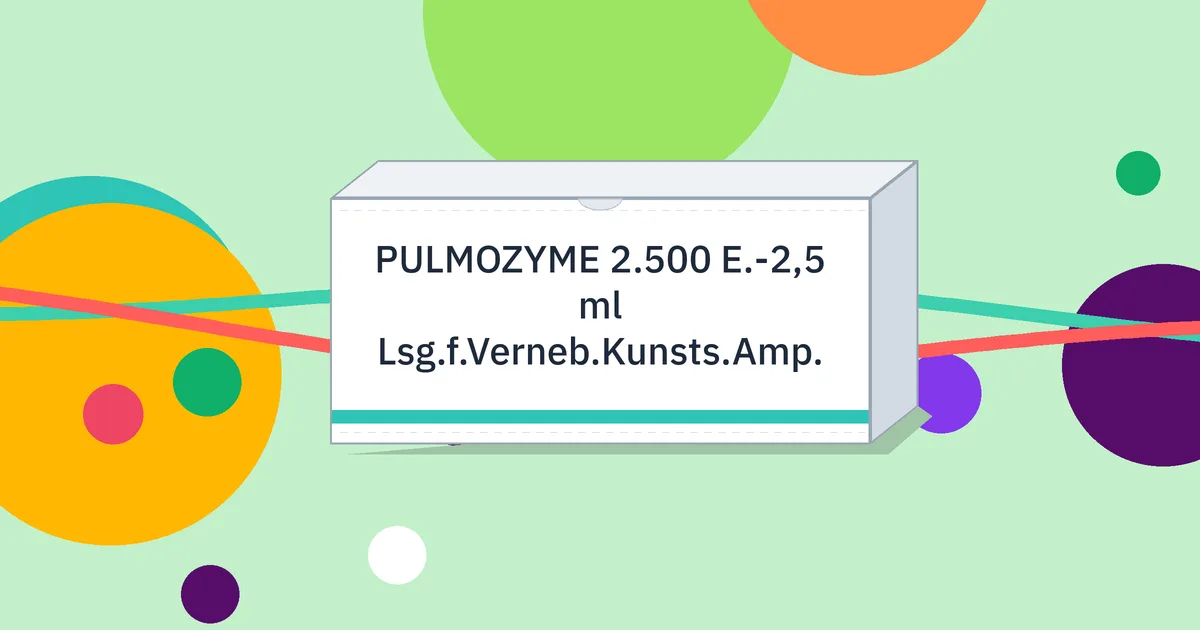 Symbolbild: Packung mit der Aufschrift PULMOZYME 2.500 E.-2,5 ml Lsg.f.Verneb.Kunsts.Amp. (PZN 06918673) – Verfügbarkeit und Bezug in Apotheken in Frankfurt am Main