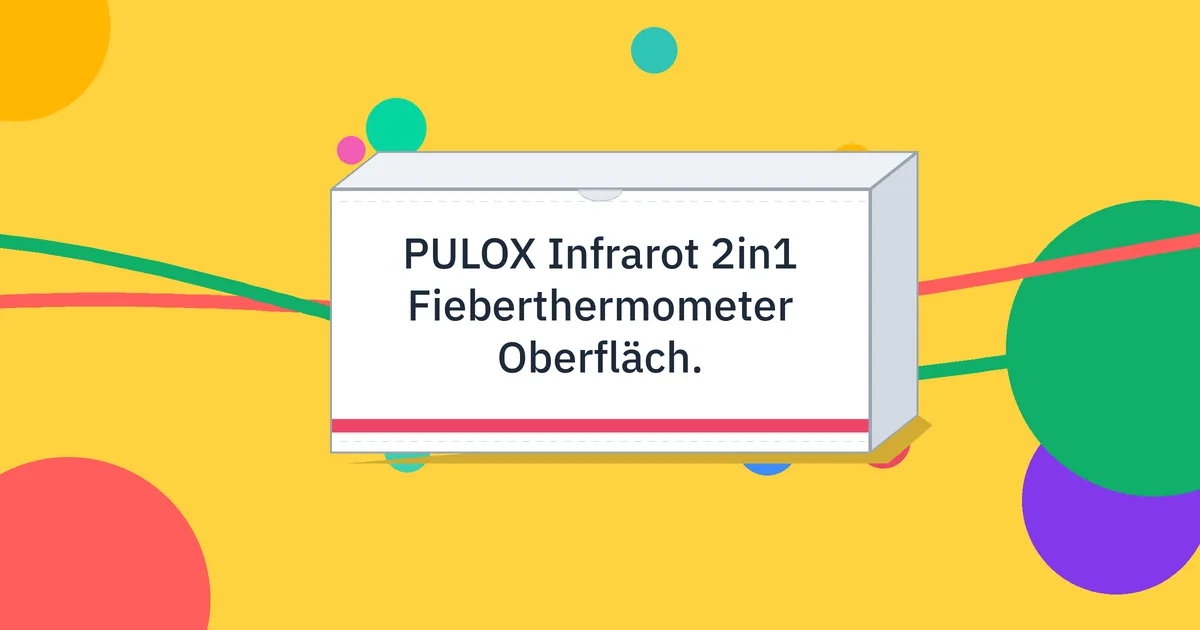 Symbolbild: Packung mit der Aufschrift PULOX Infrarot 2in1 Fieberthermometer Oberfläch. (PZN 16778262) – Verfügbarkeit und Bezug in Apotheken in Frankfurt am Main
