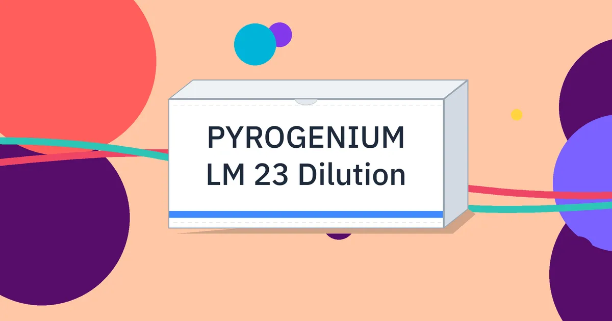 Symbolbild: Packung mit der Aufschrift PYROGENIUM LM 23 Dilution (PZN 13045139) – Verfügbarkeit und Bezug in Apotheken in Frankfurt am Main