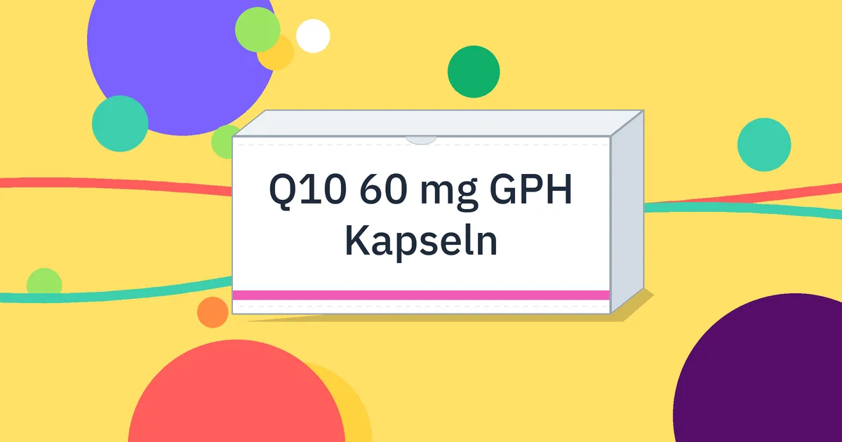 Symbolbild: Packung mit der Aufschrift Q10 60 mg GPH Kapseln (PZN 09722060) – Verfügbarkeit und Bezug in Apotheken in Frankfurt am Main