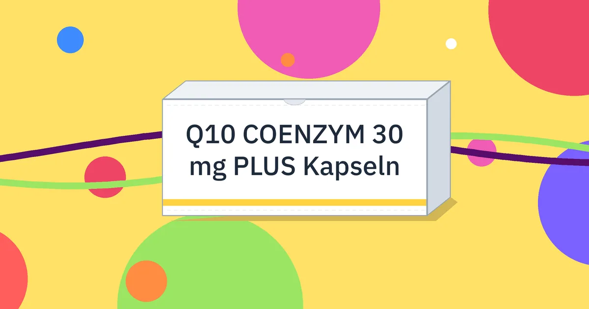 Symbolbild: Packung mit der Aufschrift Q10 COENZYM 30 mg PLUS Kapseln (PZN 10309678) – Verfügbarkeit und Bezug in Apotheken in Frankfurt am Main