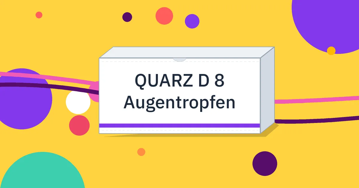Symbolbild: Packung mit der Aufschrift QUARZ D 8 Augentropfen (PZN 06708556) – Verfügbarkeit und Bezug in Apotheken in Frankfurt am Main