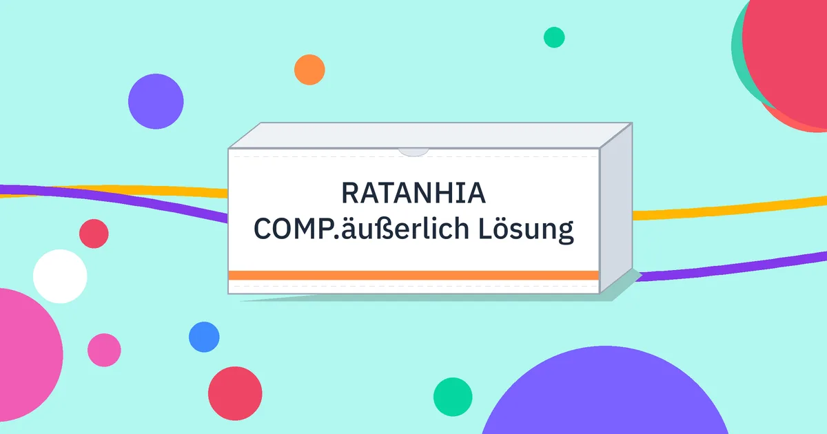 Symbolbild: Packung mit der Aufschrift RATANHIA COMP.äußerlich Lösung (PZN 00856729) – Verfügbarkeit und Bezug in Apotheken in Frankfurt am Main