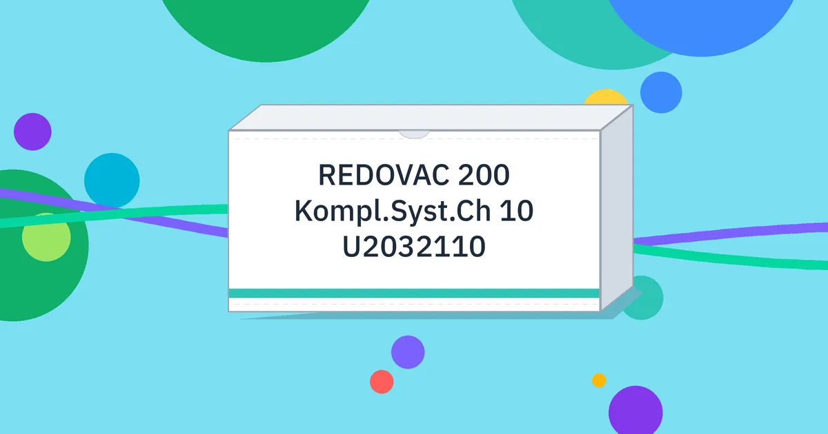 Symbolbild: Packung mit der Aufschrift REDOVAC 200 Kompl.Syst.Ch 10 U2032110 (PZN 08827064) – Verfügbarkeit und Bezug in Apotheken in Frankfurt am Main