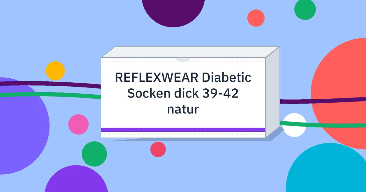 Symbolbild: Packung mit der Aufschrift REFLEXWEAR Diabetic Socken dick 39-42 natur (PZN 14400915) – Verfügbarkeit und Bezug in Apotheken in Frankfurt am Main