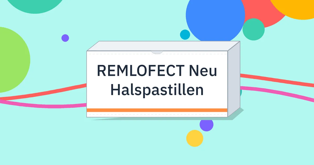 Symbolbild: Packung mit der Aufschrift REMLOFECT Neu Halspastillen (PZN 07135424) – Verfügbarkeit und Bezug in Apotheken in Frankfurt am Main