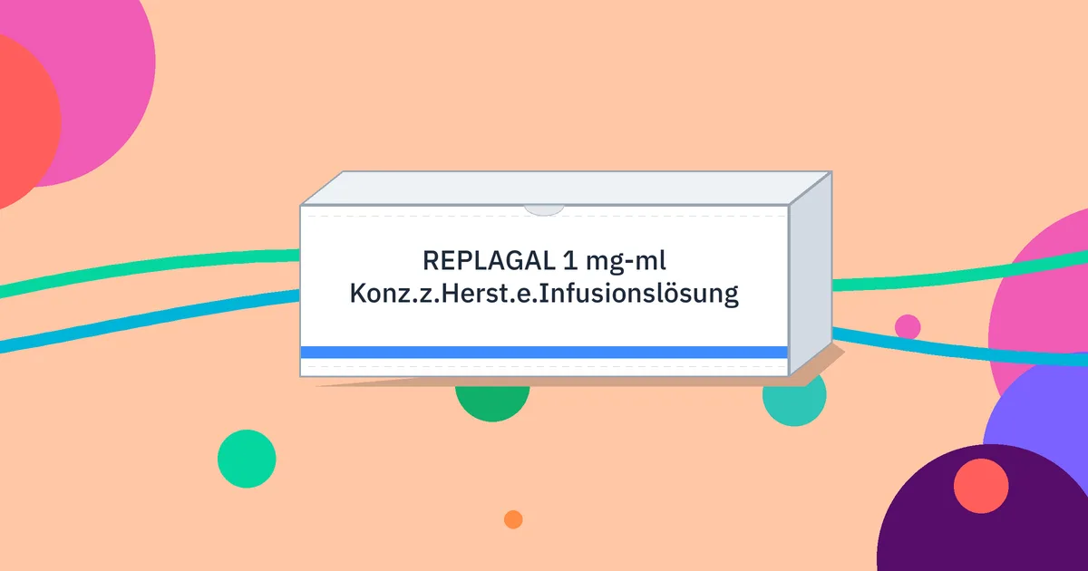 Symbolbild: Packung mit der Aufschrift REPLAGAL 1 mg-ml Konz.z.Herst.e.Infusionslösung (PZN 13515705) – Verfügbarkeit und Bezug in Apotheken in Frankfurt am Main