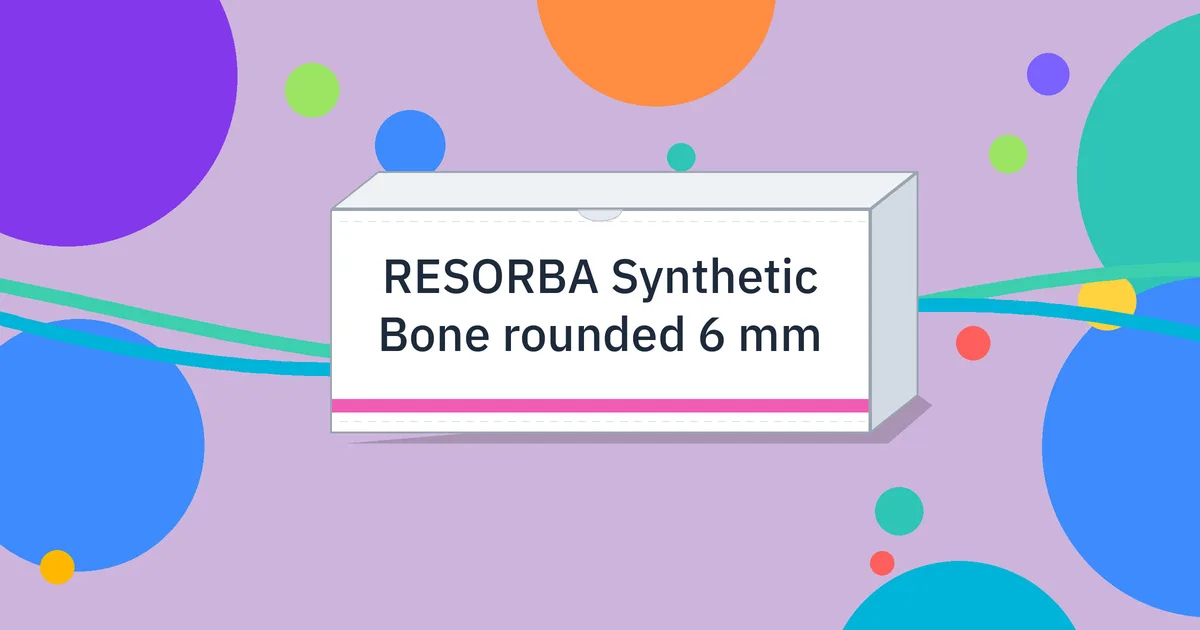 Symbolbild: Packung mit der Aufschrift RESORBA Synthetic Bone rounded 6 mm (PZN 16857180) – Verfügbarkeit und Bezug in Apotheken in Frankfurt am Main
