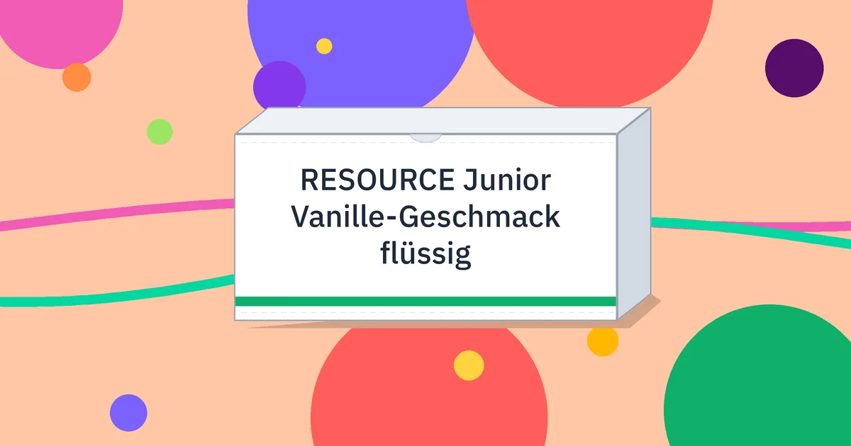Symbolbild: Packung mit der Aufschrift RESOURCE Junior Vanille-Geschmack flüssig (PZN 20323171) – Verfügbarkeit und Bezug in Apotheken in Frankfurt am Main