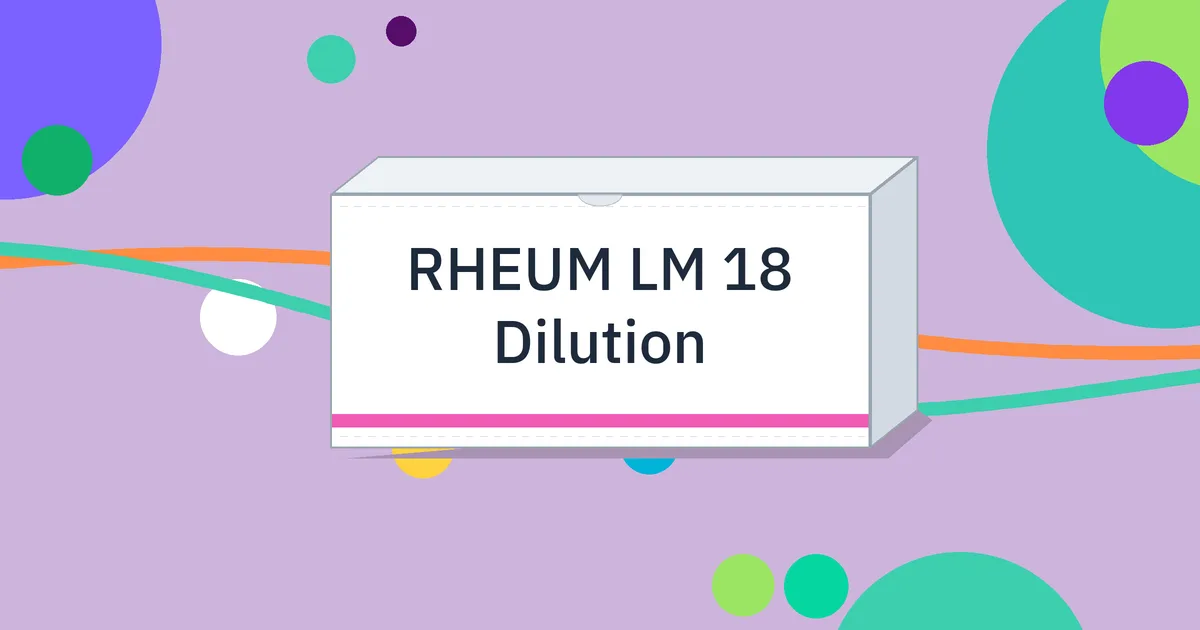 Symbolbild: Packung mit der Aufschrift RHEUM LM 18 Dilution (PZN 13049568) – Verfügbarkeit und Bezug in Apotheken in Frankfurt am Main