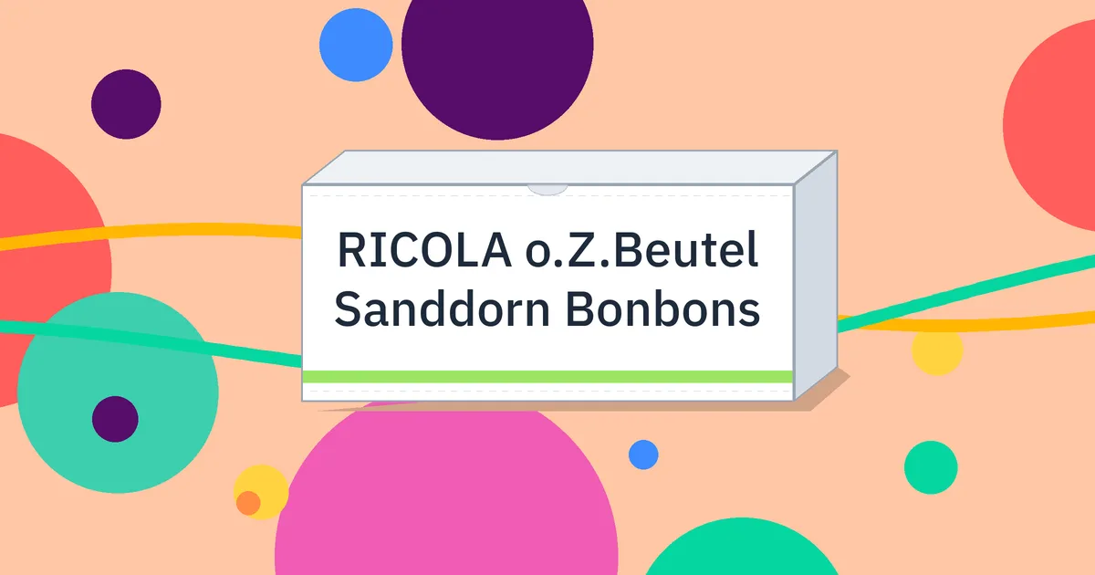 Symbolbild: Packung mit der Aufschrift RICOLA o.Z.Beutel Sanddorn Bonbons (PZN 02336483) – Verfügbarkeit und Bezug in Apotheken in Frankfurt am Main