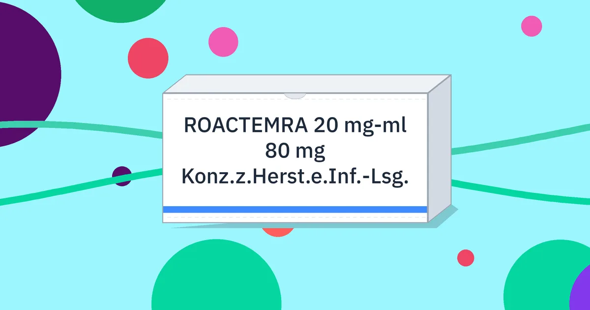 Symbolbild: Packung mit der Aufschrift ROACTEMRA 20 mg-ml 80 mg Konz.z.Herst.e.Inf.-Lsg. (PZN 09731946) – Verfügbarkeit und Bezug in Apotheken in Frankfurt am Main