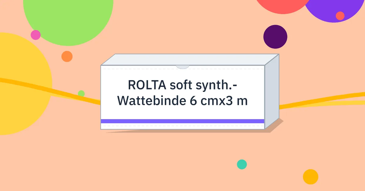 Symbolbild: Packung mit der Aufschrift ROLTA soft synth.-Wattebinde 6 cmx3 m (PZN 18716816) – Verfügbarkeit und Bezug in Apotheken in Frankfurt am Main