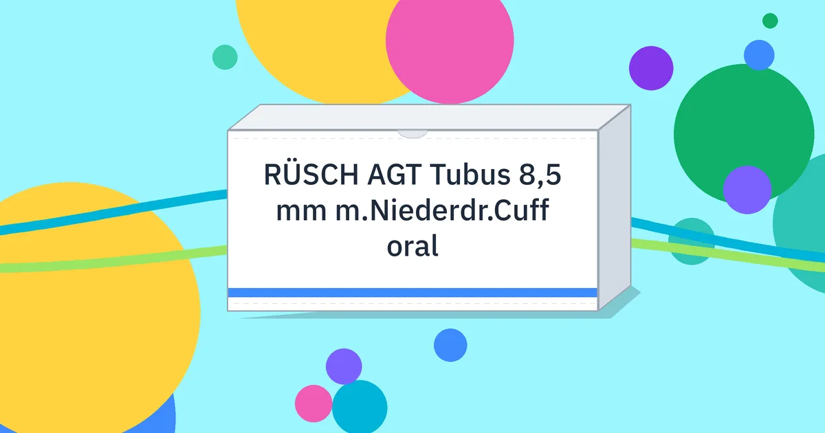 Symbolbild: Packung mit der Aufschrift RÜSCH AGT Tubus 8,5 mm m.Niederdr.Cuff oral (PZN 06636650) – Verfügbarkeit und Bezug in Apotheken in Frankfurt am Main