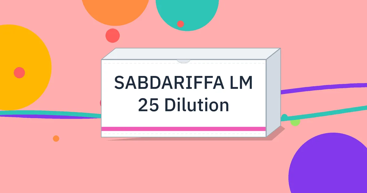 Symbolbild: Packung mit der Aufschrift SABDARIFFA LM 25 Dilution (PZN 13175592) – Verfügbarkeit und Bezug in Apotheken in Frankfurt am Main