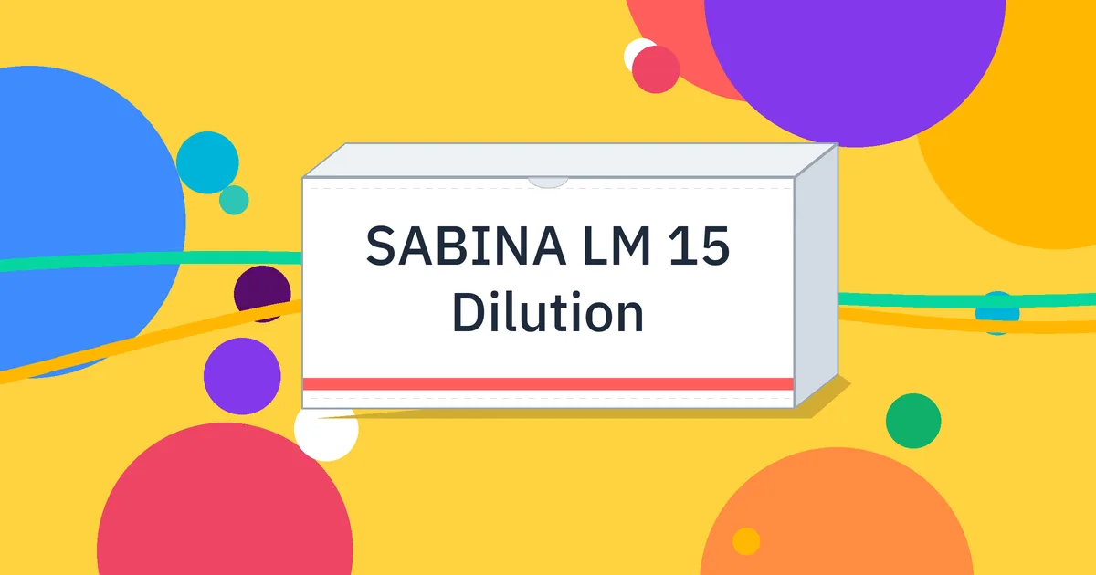 Symbolbild: Packung mit der Aufschrift SABINA LM 15 Dilution (PZN 13175899) – Verfügbarkeit und Bezug in Apotheken in Frankfurt am Main