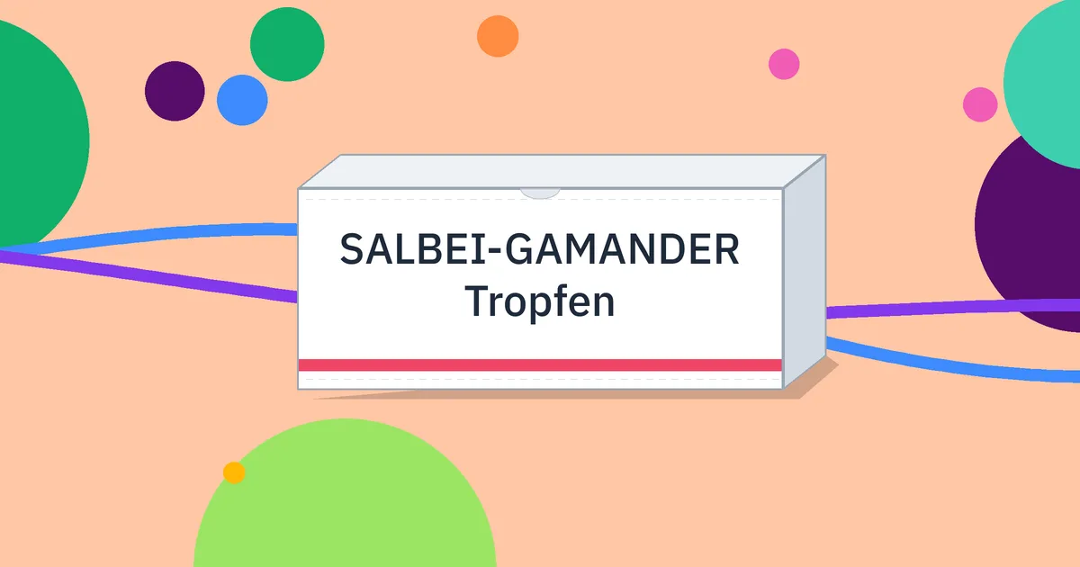 Symbolbild: Packung mit der Aufschrift SALBEI-GAMANDER Tropfen (PZN 19418989) – Verfügbarkeit und Bezug in Apotheken in Frankfurt am Main