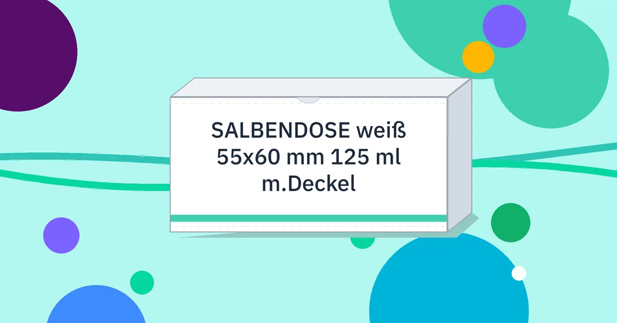 Symbolbild: Packung mit der Aufschrift SALBENDOSE weiß 55x60 mm 125 ml m.Deckel (PZN 10402107) – Verfügbarkeit und Bezug in Apotheken in Frankfurt am Main