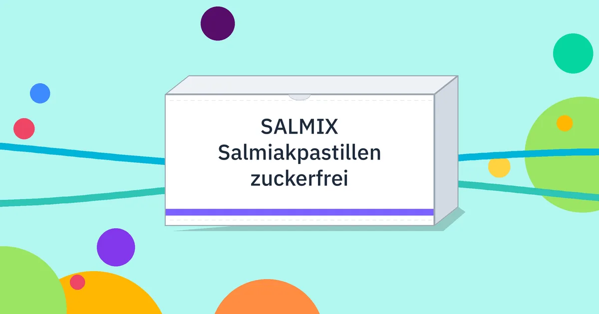 Symbolbild: Packung mit der Aufschrift SALMIX Salmiakpastillen zuckerfrei (PZN 19493229) – Verfügbarkeit und Bezug in Apotheken in Frankfurt am Main