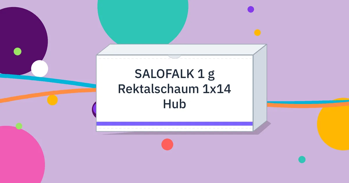 Symbolbild: Packung mit der Aufschrift SALOFALK 1 g Rektalschaum 1x14 Hub (PZN 03755302) – Verfügbarkeit und Bezug in Apotheken in Frankfurt am Main