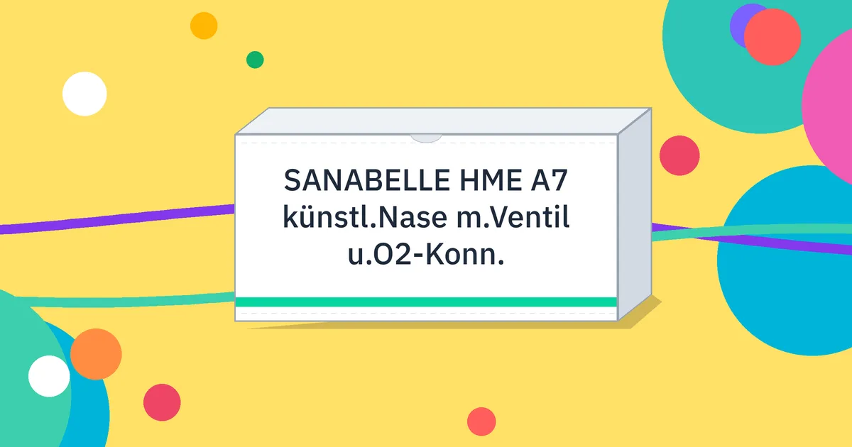 Symbolbild: Packung mit der Aufschrift SANABELLE HME A7 künstl.Nase m.Ventil u.O2-Konn. (PZN 00141456) – Verfügbarkeit und Bezug in Apotheken in Frankfurt am Main