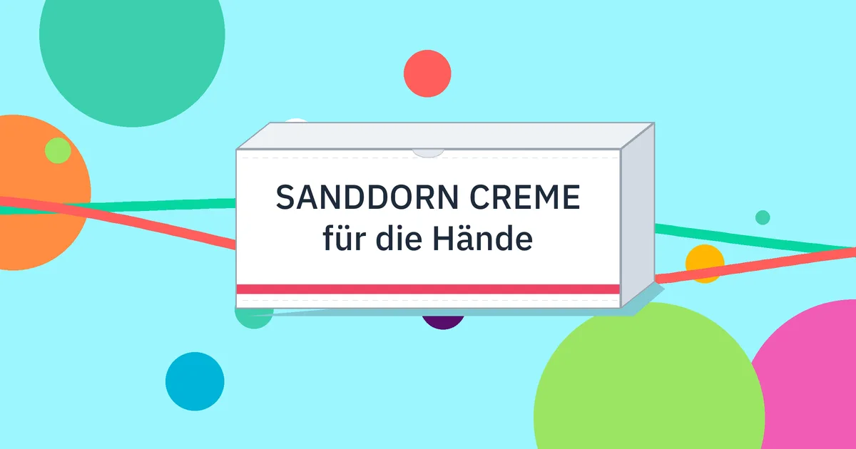 Symbolbild: Packung mit der Aufschrift SANDDORN CREME für die Hände (PZN 13514692) – Verfügbarkeit und Bezug in Apotheken in Frankfurt am Main