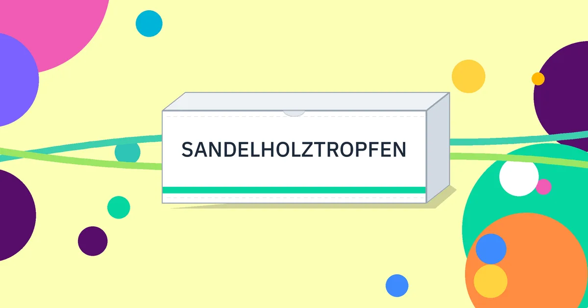Symbolbild: Packung mit der Aufschrift SANDELHOLZTROPFEN (PZN 11867305) – Verfügbarkeit und Bezug in Apotheken in Frankfurt am Main