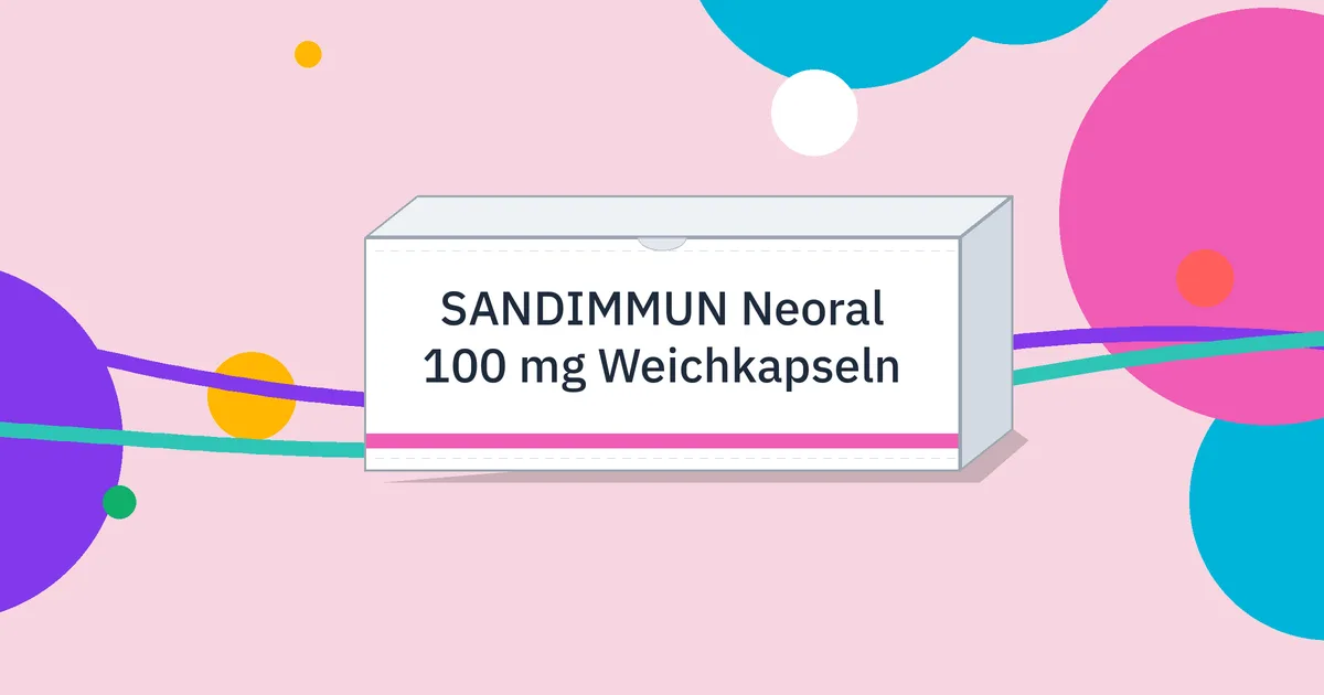 Symbolbild: Packung mit der Aufschrift SANDIMMUN Neoral 100 mg Weichkapseln (PZN 19358193) – Verfügbarkeit und Bezug in Apotheken in Frankfurt am Main