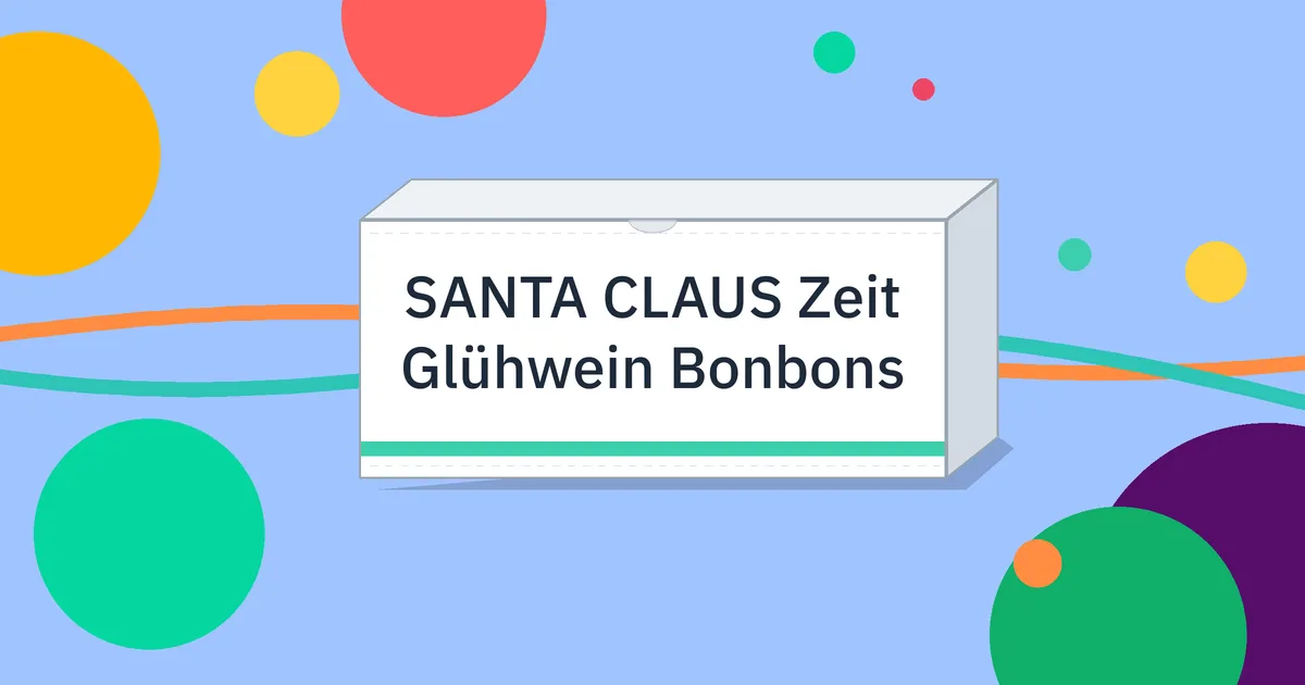 Symbolbild: Packung mit der Aufschrift SANTA CLAUS Zeit Glühwein Bonbons (PZN 04262211) – Verfügbarkeit und Bezug in Apotheken in Frankfurt am Main