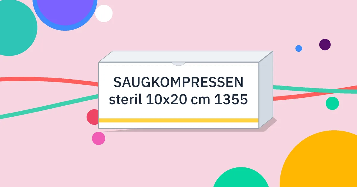 Symbolbild: Packung mit der Aufschrift SAUGKOMPRESSEN steril 10x20 cm 1355 (PZN 17833460) – Verfügbarkeit und Bezug in Apotheken in Frankfurt am Main