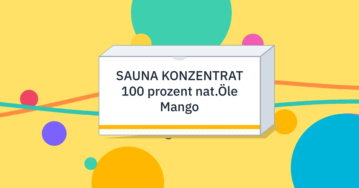 Symbolbild: Packung mit der Aufschrift SAUNA KONZENTRAT 100 prozent nat.Öle Mango (PZN 11026681) – Verfügbarkeit und Bezug in Apotheken in Frankfurt am Main